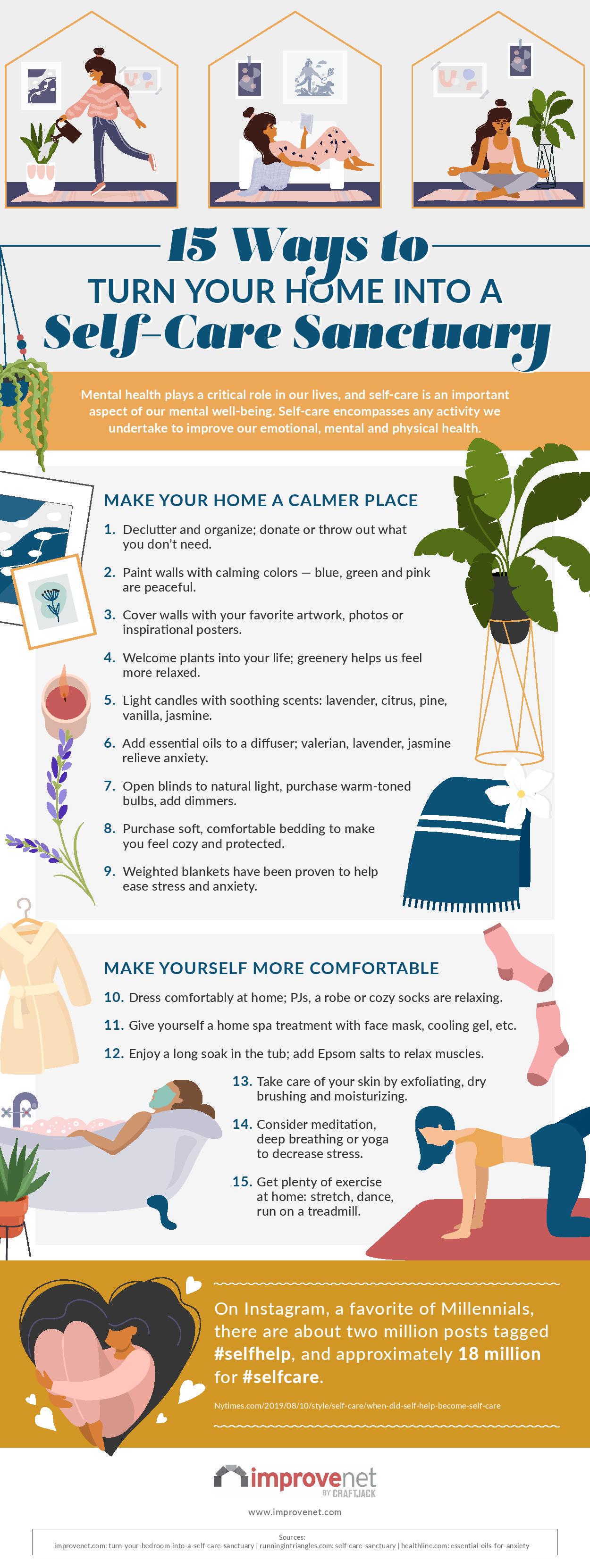 15 Ways to Turn Your Home into a Self Care Sanctuary: by ImproveNet